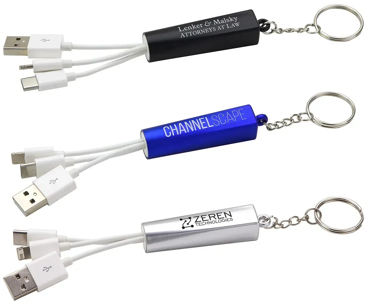 Light-Up Cable Keychain | 3-in-1 | 10 oz. | FSC® Certified